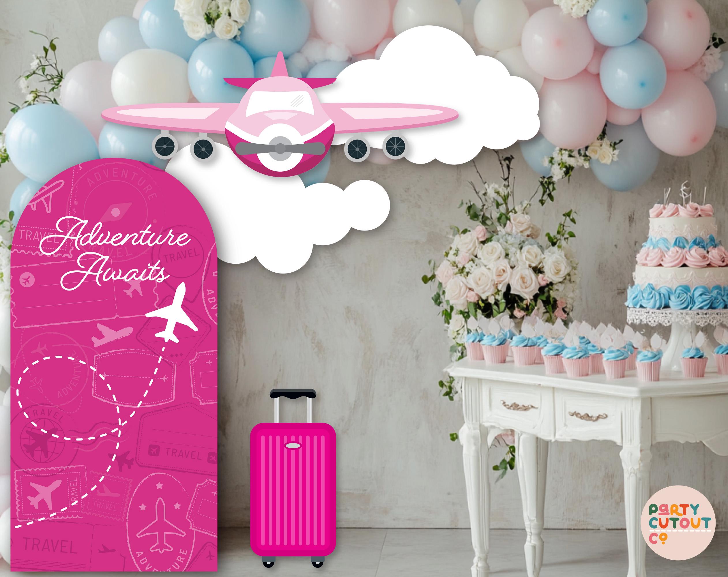 BIG CUTOUT Pink Travel Cutout Pink Plane Cutout Aircraft Baby Shower ...