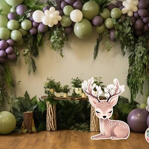 BIG CUTOUT Woodland Pink Reindeer Decoration Sleeping Deer Cutout Deer ...
