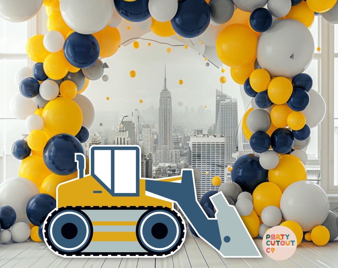 BIG CUTOUT Yellow Navy Bulldozer Decoration Bulldozer Props ...