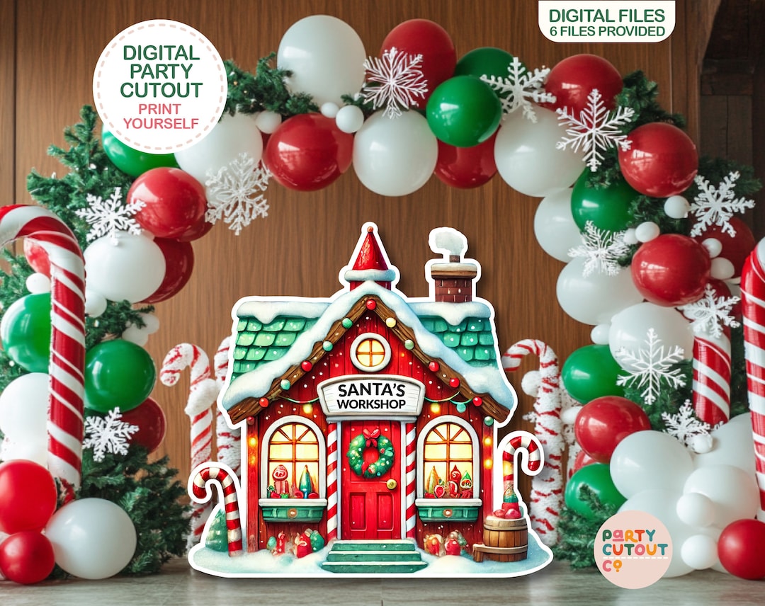 BIG CUTOUT Santa's Workshop Christmas Prop Cutout Christmas Decorations ...