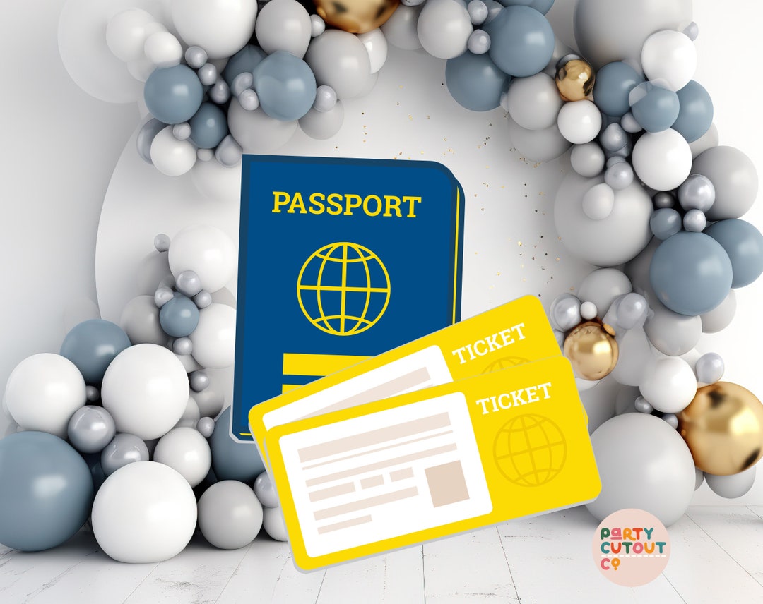 BIG CUTOUT Travel Party Passport Prop Plane Ticket Cutout Plane Party ...