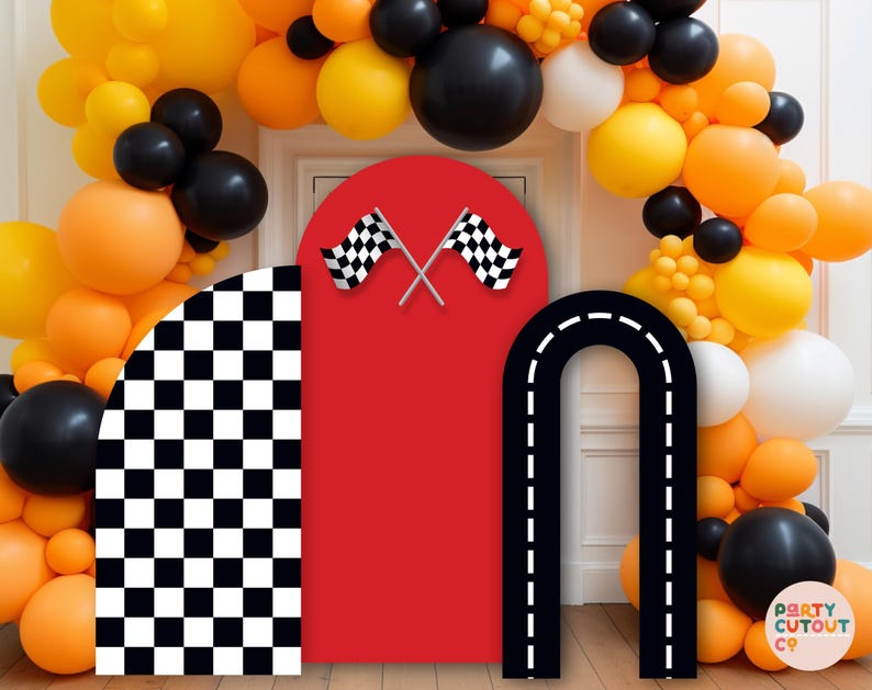BIG BACKDROP Red Racing Wall Prop Racing Car Backboard Race Track Photo ...