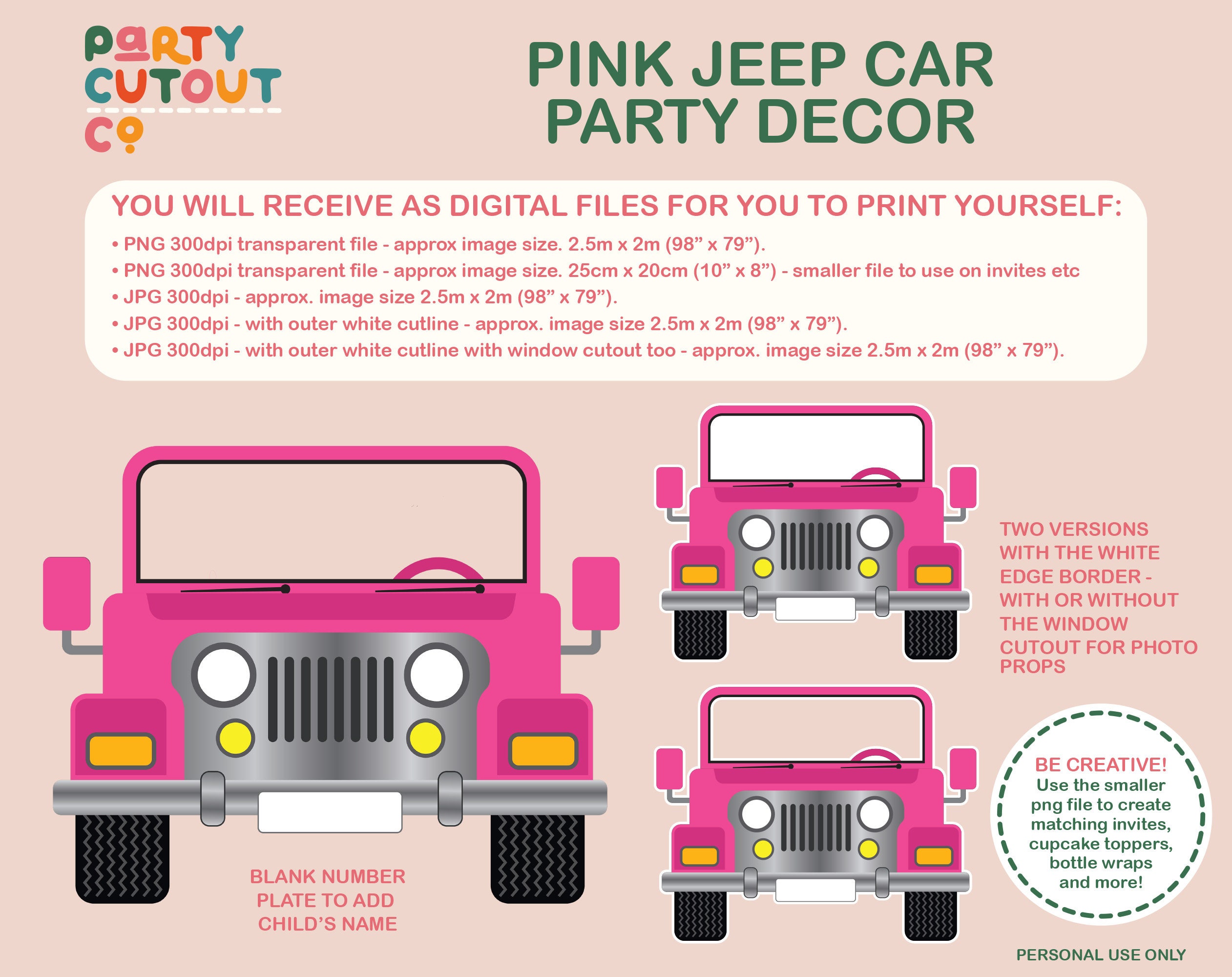 BIG CUTOUT Pink Truck Hot Pink Car Prop Car Photo Prop Car Cutout Beach ...