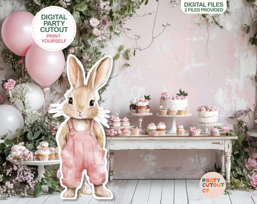 BIG CUTOUT Cute Rabbit Cutout Girl Bunny Party Woodland Party Rabbit ...