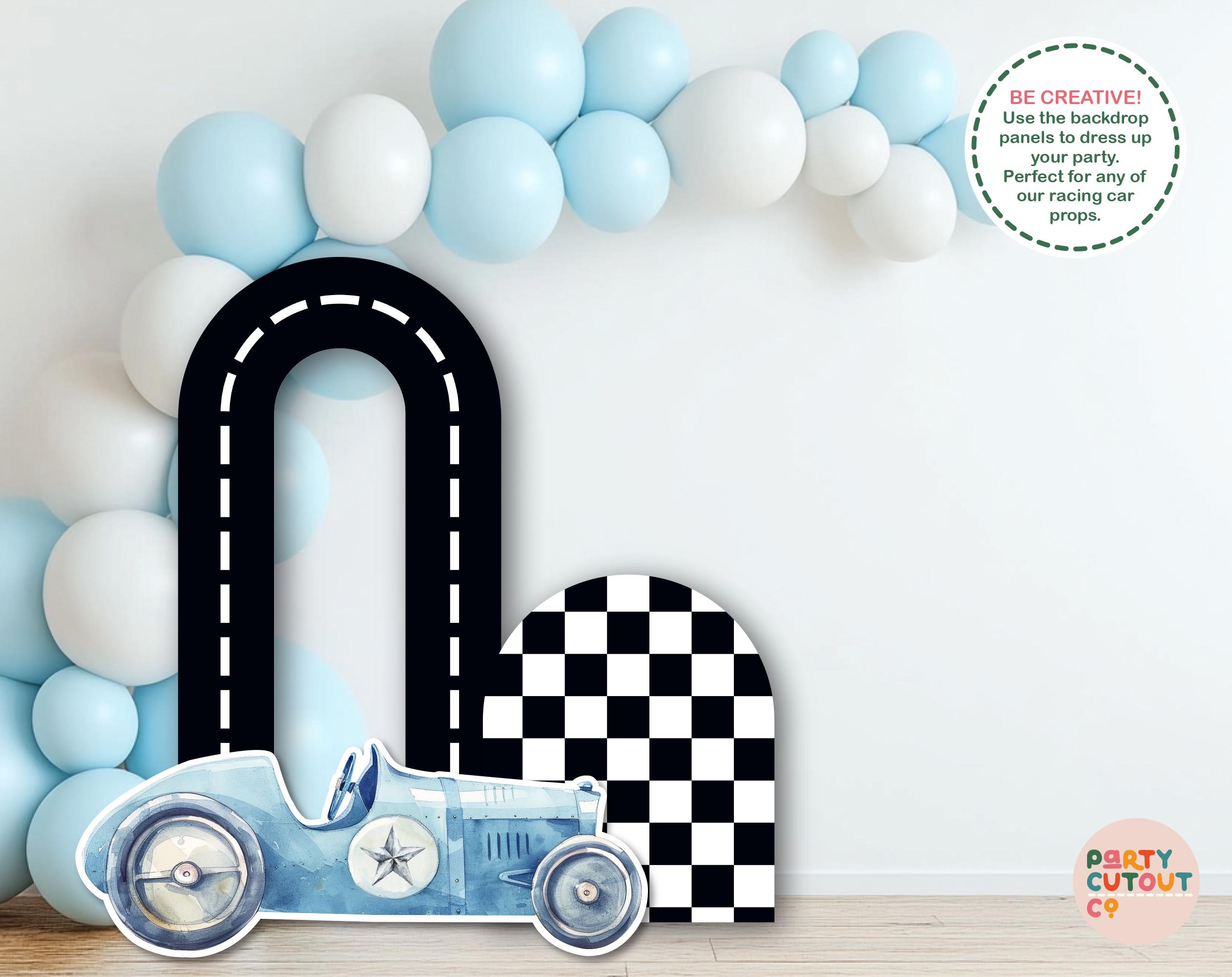 BIG BACKDROP Blue Racing Wall Prop Racing Car Backboard Race Track ...
