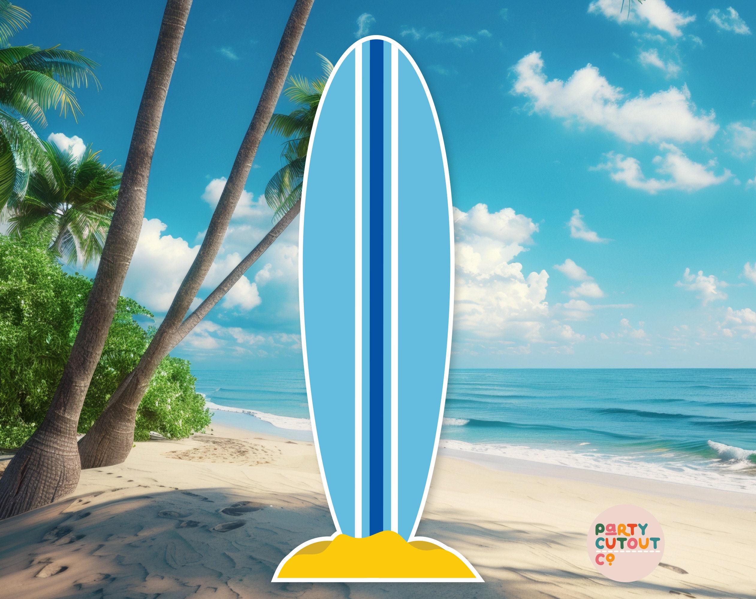 BIG CUTOUT, Blue Surfboard, Beach Party, Surfing Birthday Party, Pool ...