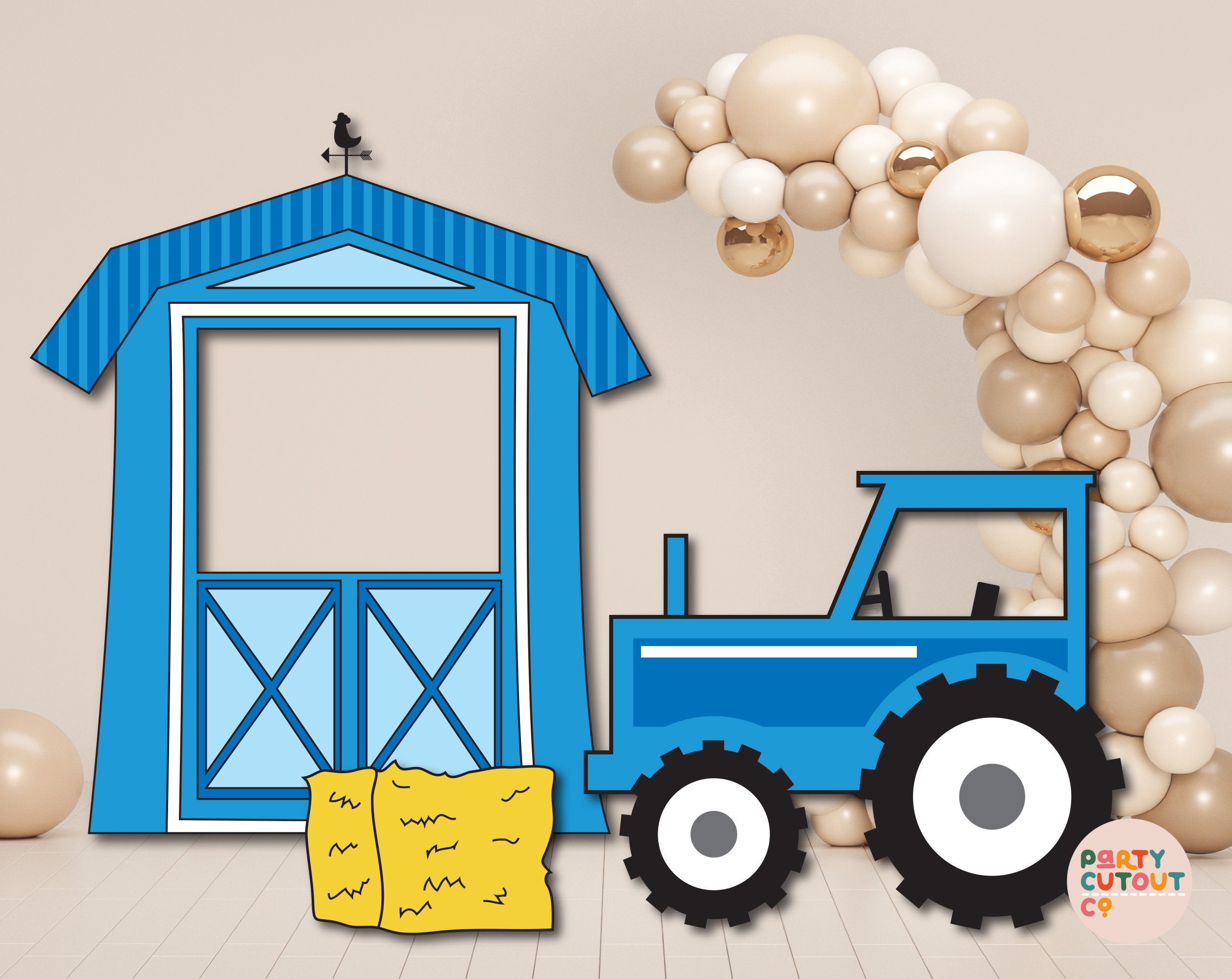 BIG CUTOUT, Blue Farm Decorations, Tractor Props, Barn Prop, Hay Bail ...