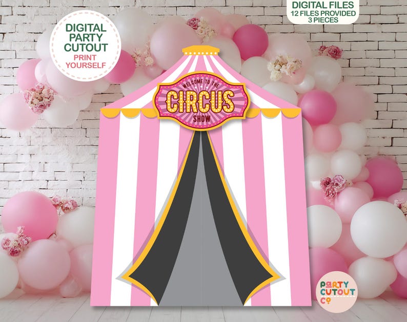 BIG CUTOUT Pink Circus Tent Backdrop Circus Party Decor Big Top Prop ...