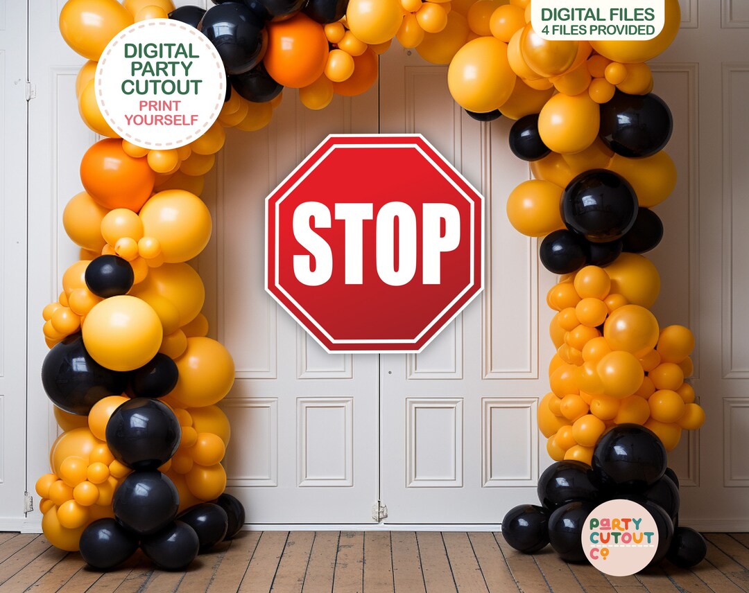 BIG CUTOUT SIGN Red Stop Sign Construction Party Truck Party ...