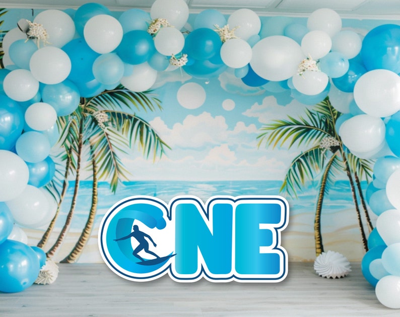 BIG CUTOUT Ocean Wave Surfer Party Beach First Birthday Party Surfing ...