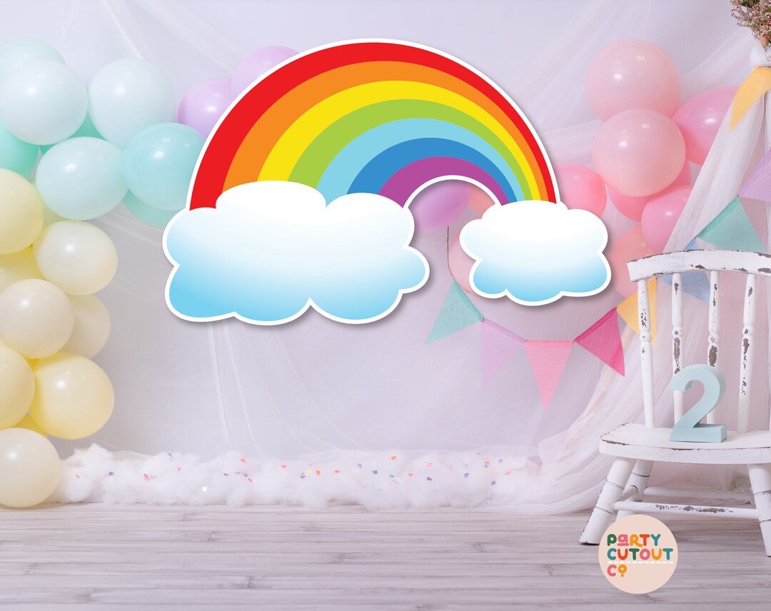BIG CUTOUT Rainbow With Clouds Decoration Rainbow Props Stand up Cutout ...