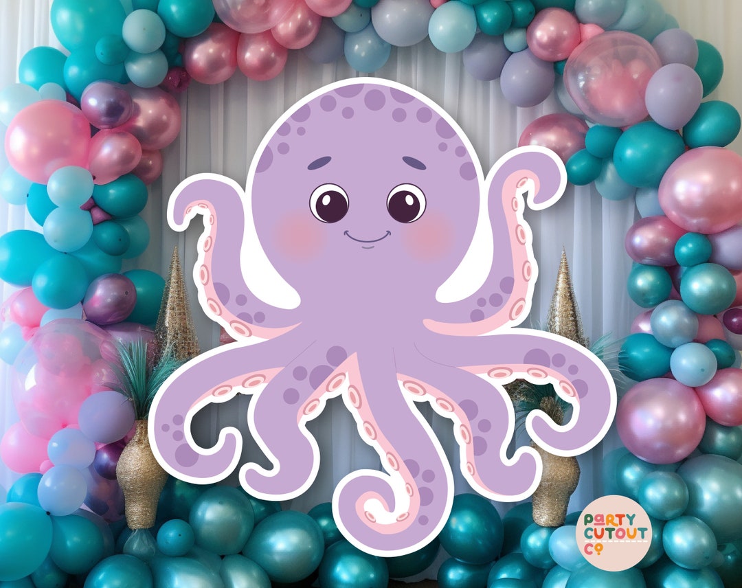 BIG CUTOUT Under the Sea Party Purple Octopus Cutout Ocean Decoration ...