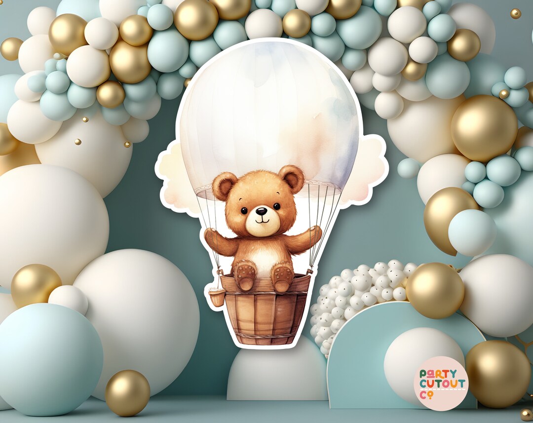 BIG CUTOUT Baby Bear in a Hot Air Balloon Bear Prop Baby Shower Bear ...