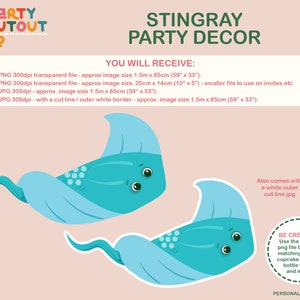 BIG CUTOUT Under the Sea Party Stingray Cutout Ocean Decoration Ocean ...