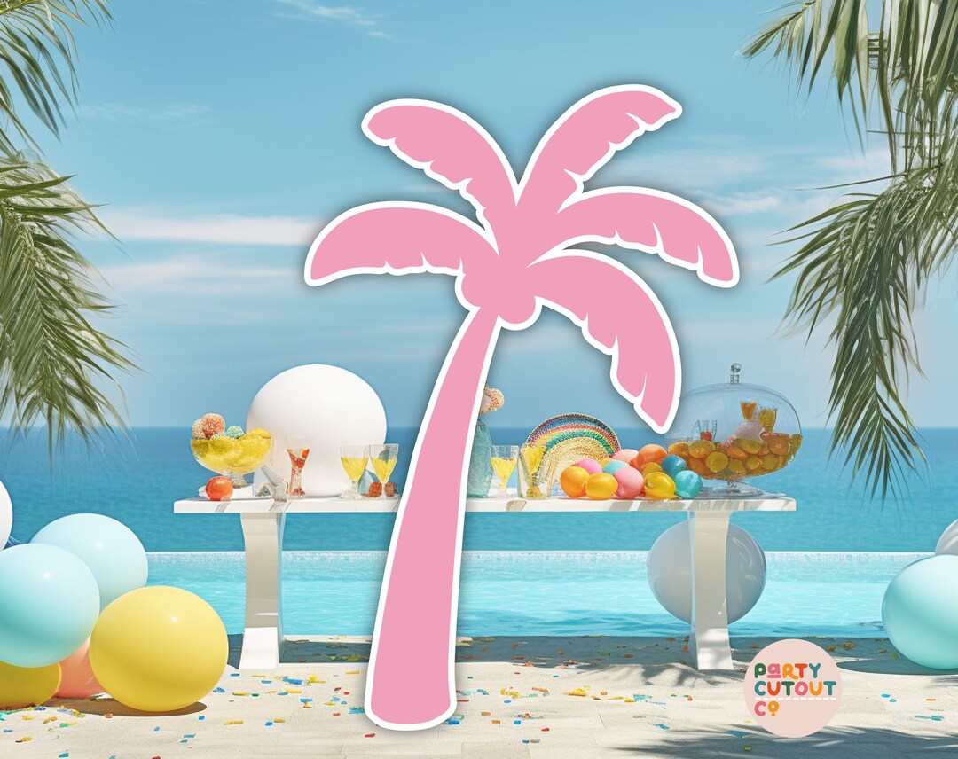 BIG CUTOUT Pink Palm Tree Beach Party Hippie Birthday Party 70s Party ...