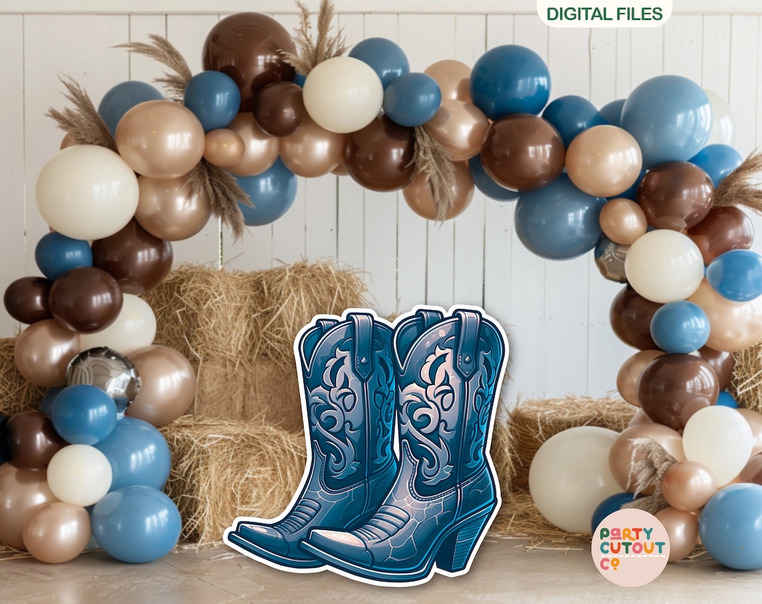BIG CUTOUT Cowboy Party Blue Cowboy Boots Decor Western Themed Big ...
