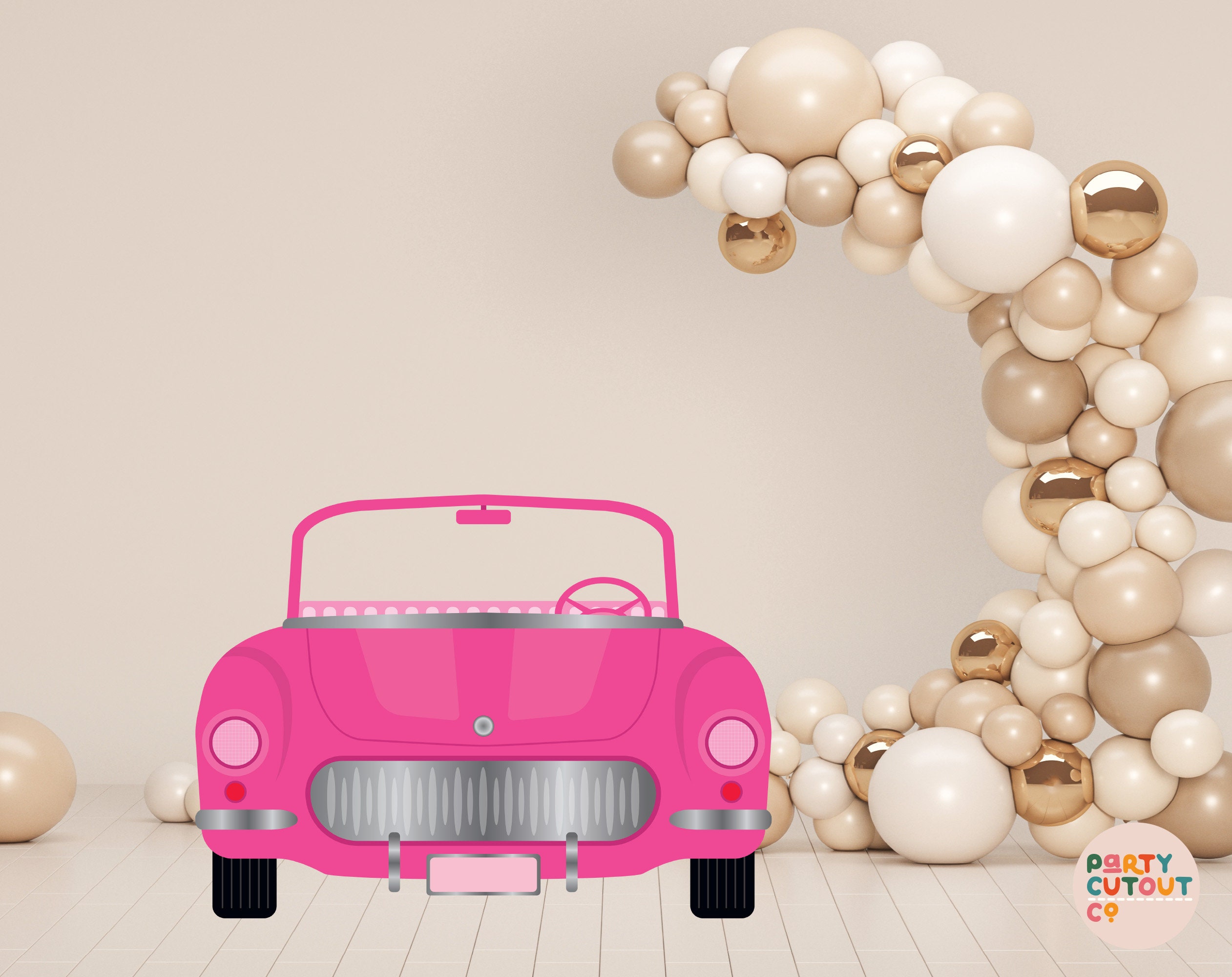BIG CUTOUT Pink Car Hot Pink Convertible Pink Sports Car Doll Car Car ...