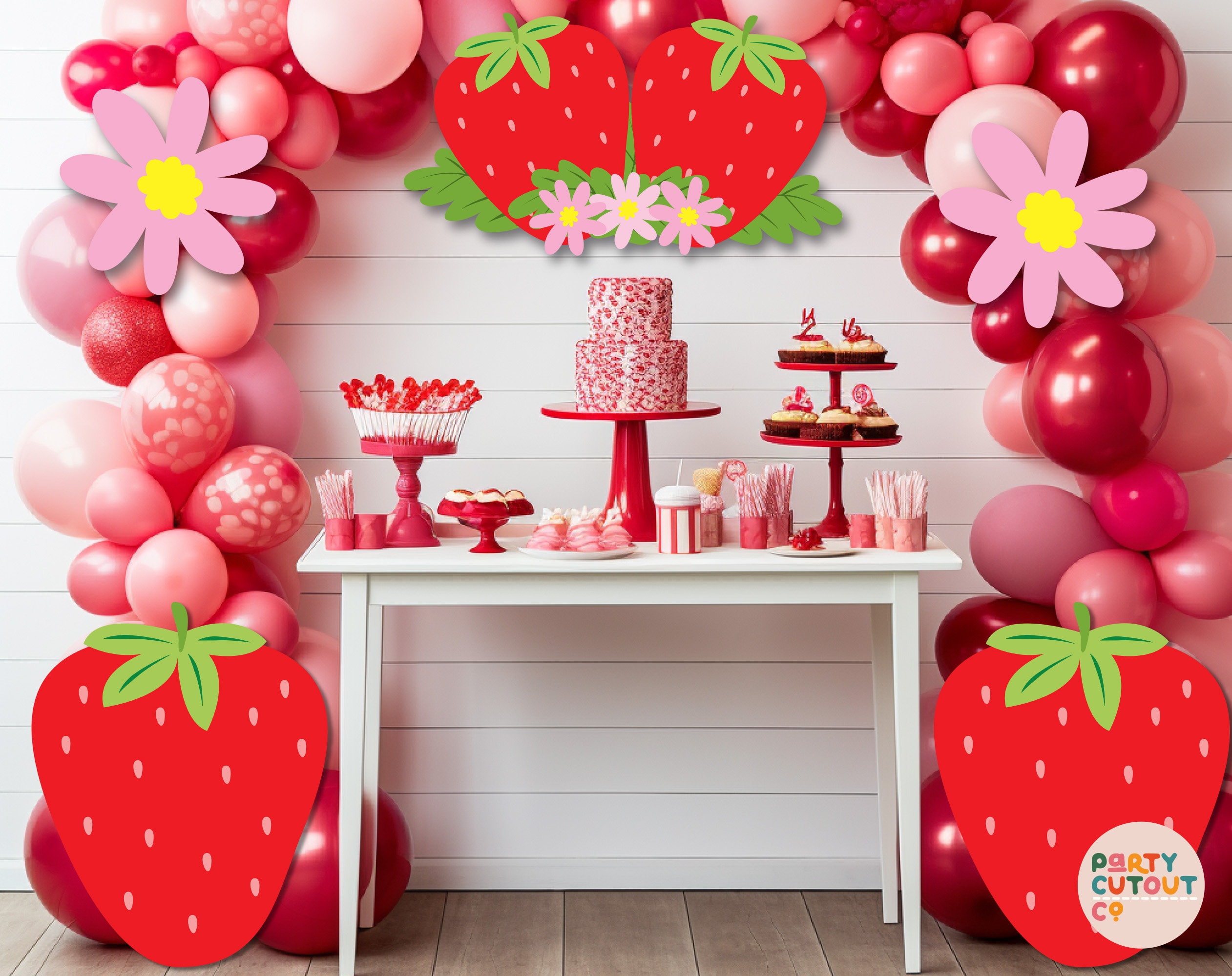 BIG CUTOUT Strawberry Party Strawberry Decoration Fruit Birthday Party ...
