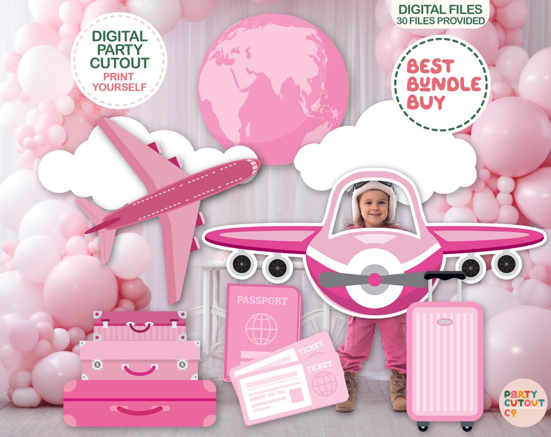 BIG CUTOUT Pink Travel Cutouts Pink Aeroplane Cutout Aircraft Baby ...