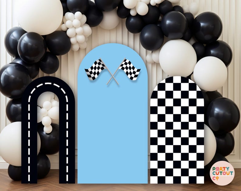 BIG BACKDROP Blue Racing Wall Prop Racing Car Backboard Race Track ...