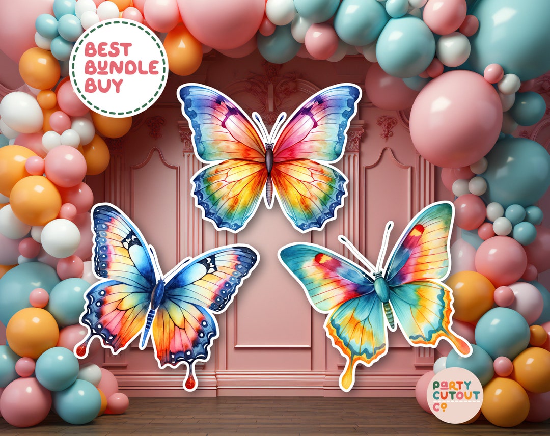 BIG CUTOUT Butterfly Party Butterfly Cutout Rainbow Watercolour ...