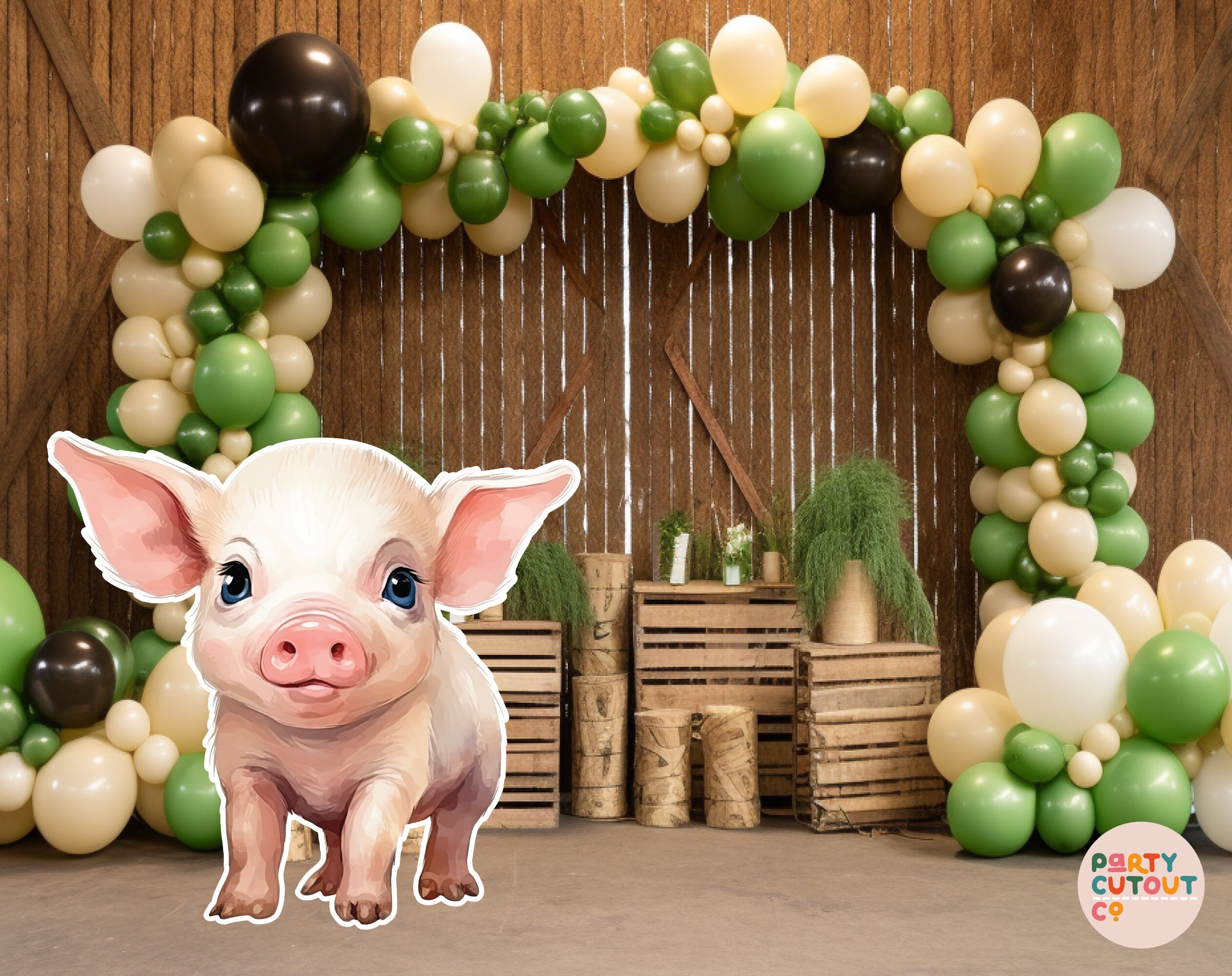 BIG CUTOUT Pig Animal Decorations Farm Theme Props Pink Pig Prop ...