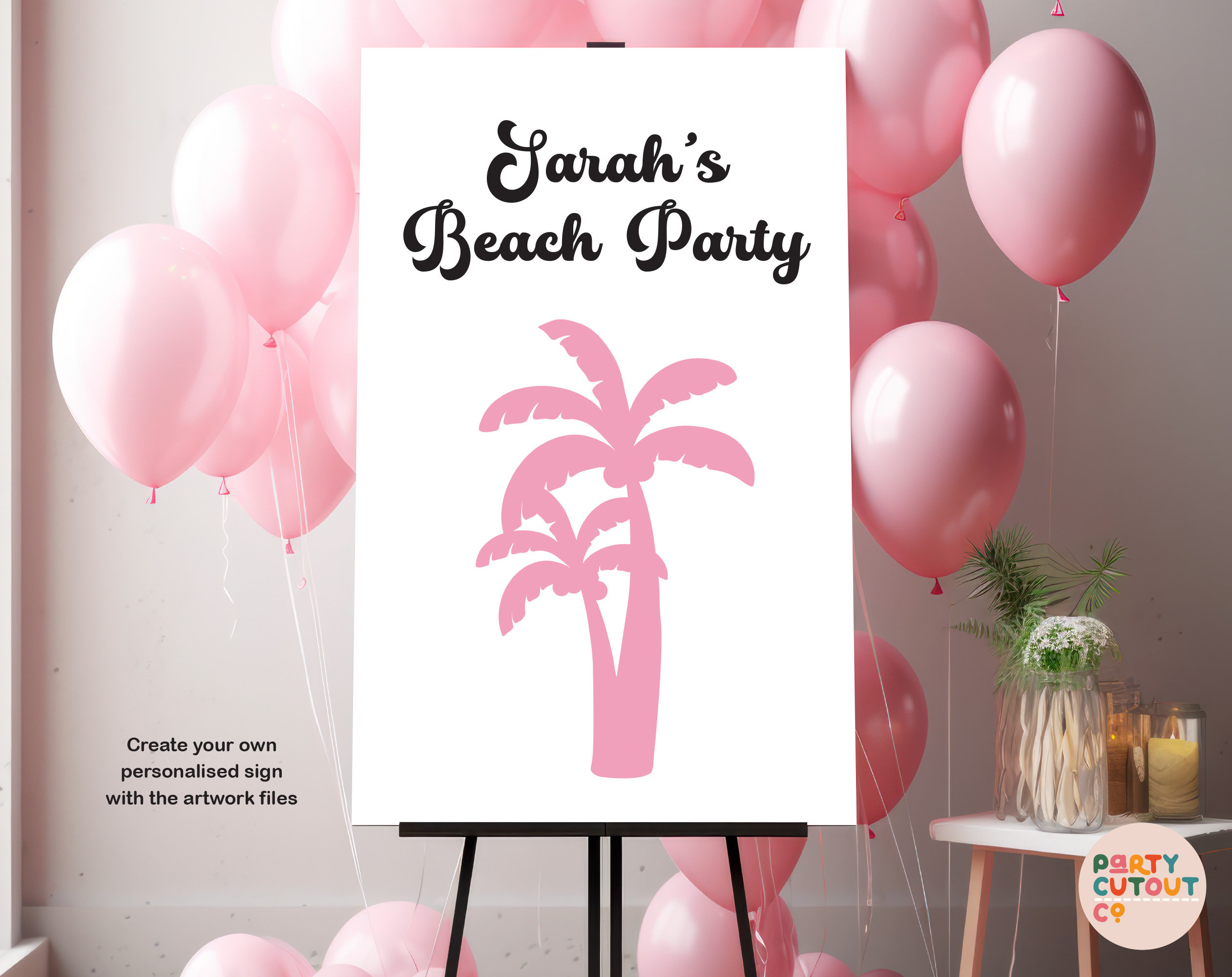 BIG CUTOUT Pink Palm Tree Beach Party Hippie Birthday Party 70s Party ...