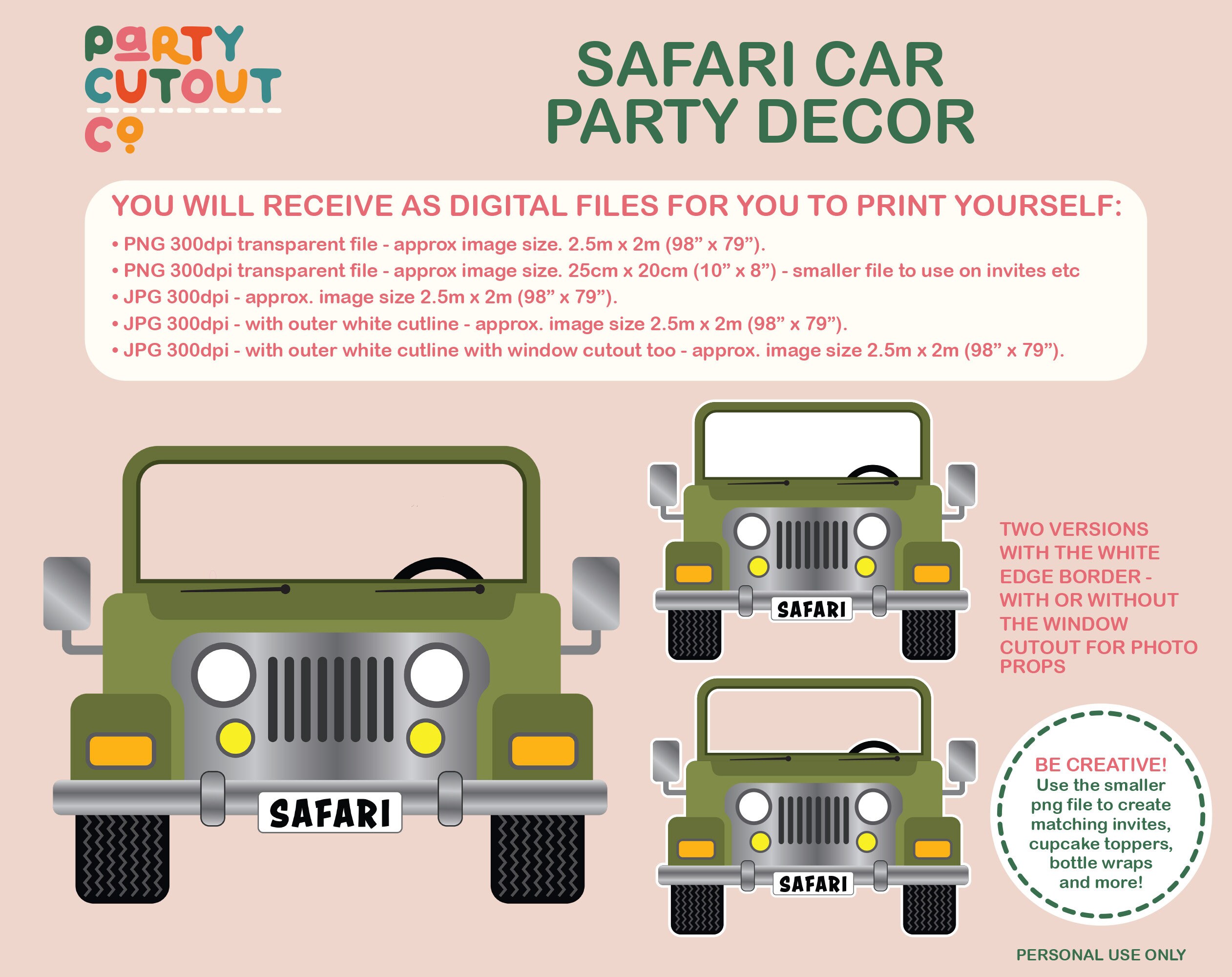 BIG CUTOUT Khaki Safari Car Jungle Decorations African Safari Theme ...