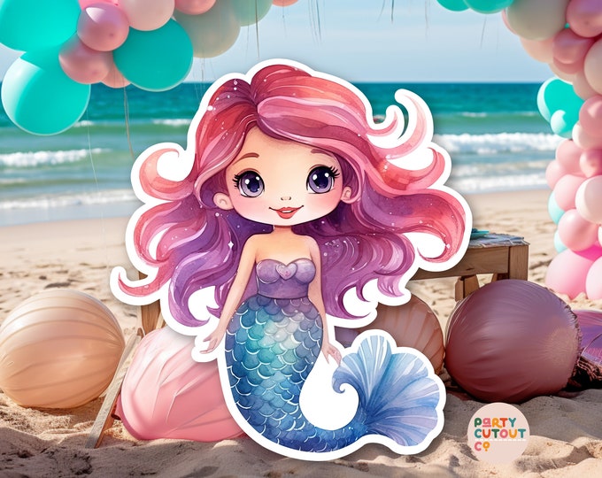 Gran sirena cola fiesta decoración PRINTABLE, recorte de sirena, cartón ...