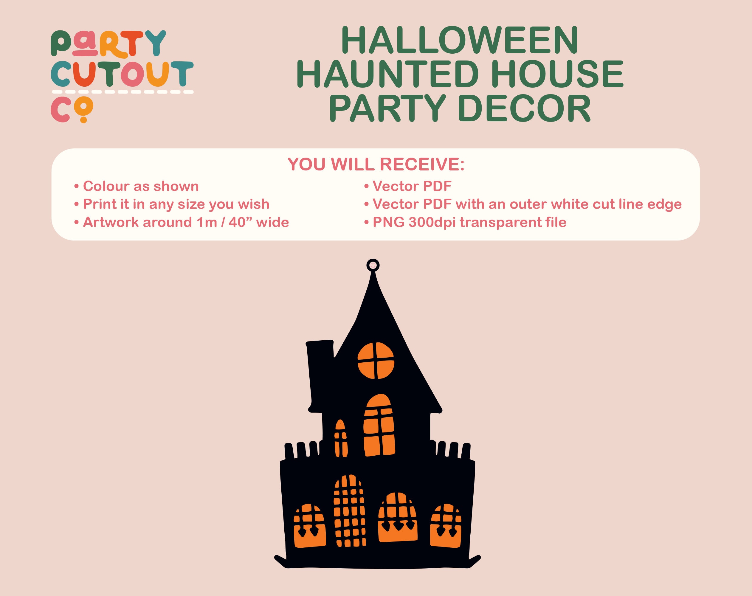 BIG CUTOUT Haunted House Halloween Party Decoration Scary House Prop ...