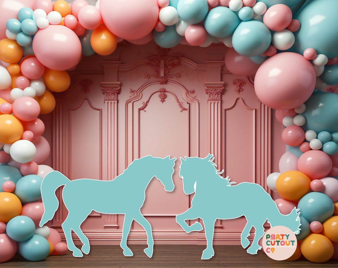BIG CUTOUT Horse Party Decoration Teal Horse Props Stand up Cutout ...