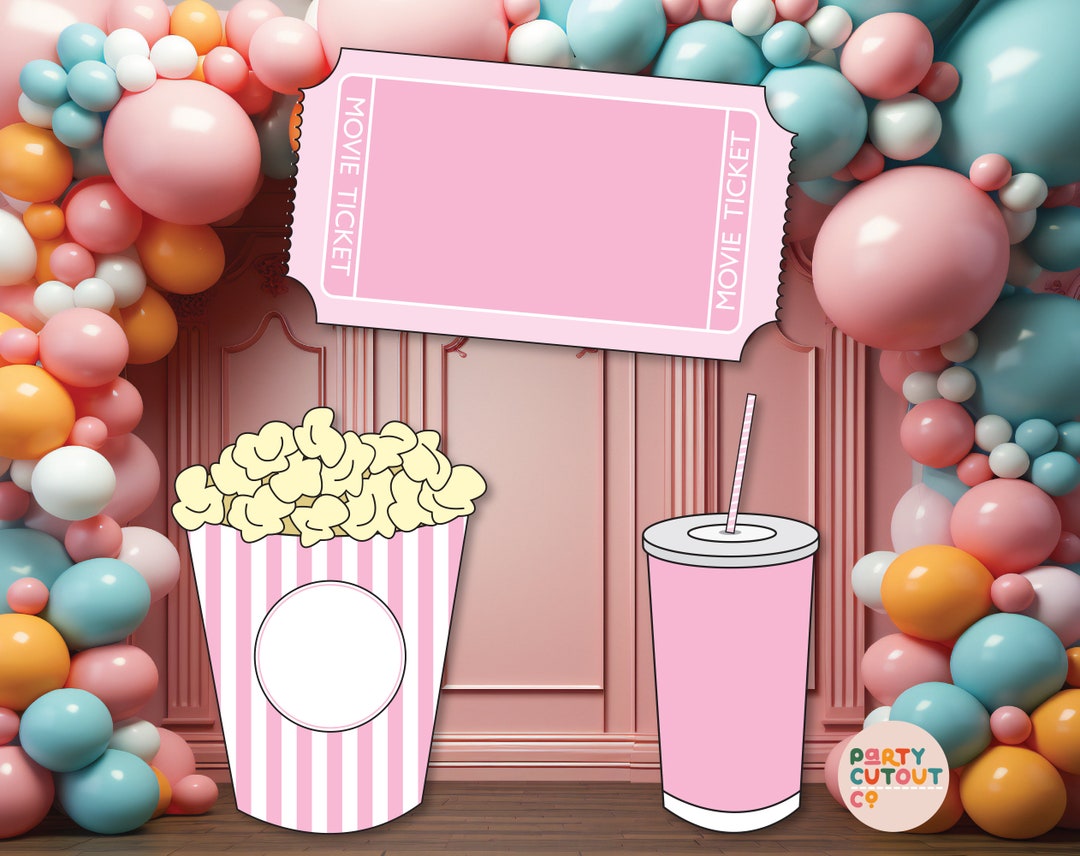 BIG CUTOUT Pink Movie Cutout Movie Popcorn Props Drink Cutout Movie ...