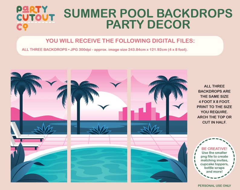 BIG BACKDROPS Pool Party Pool Theme Ideas Summer Party Decor Arch ...