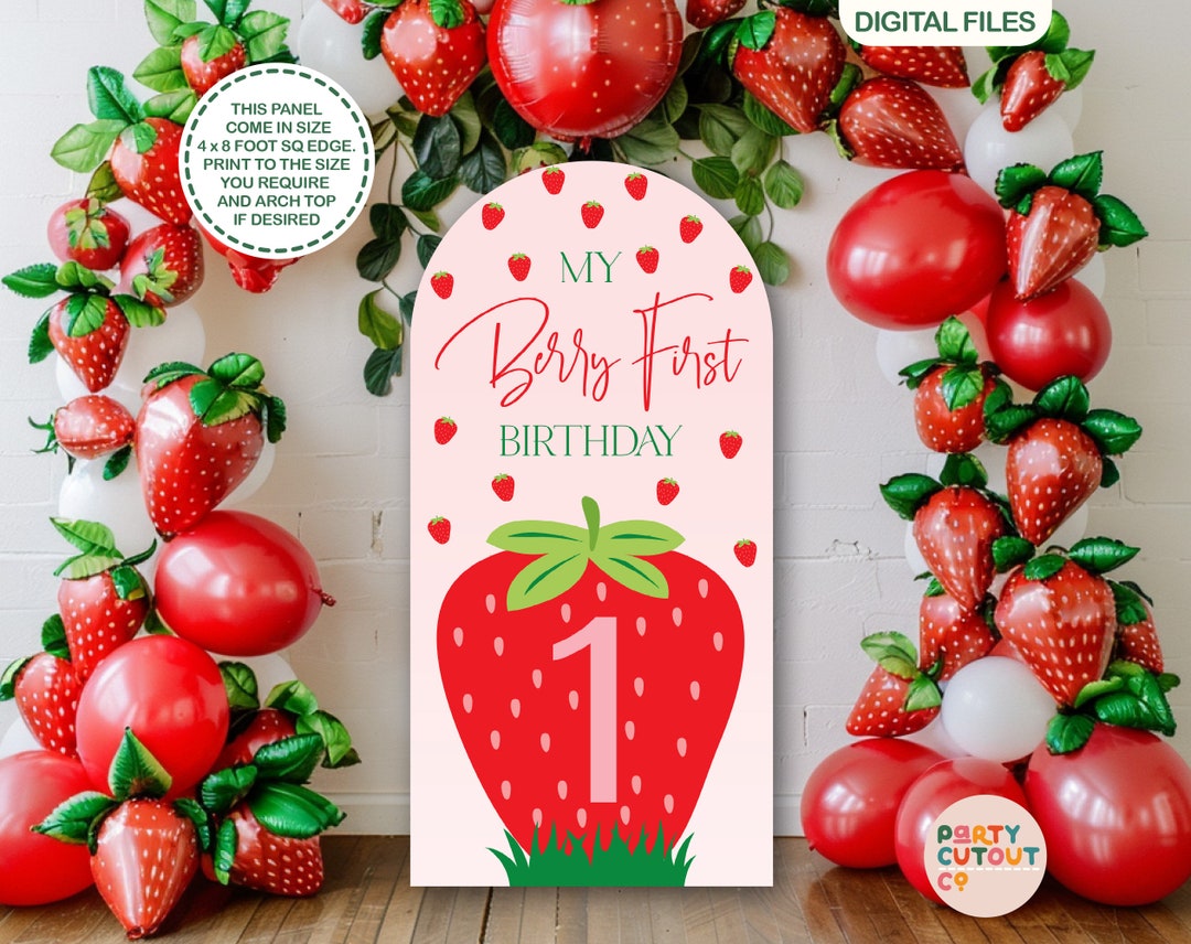 BIG BACKDROP Strawberry Party Strawberry Wall Prop My Berry First ...