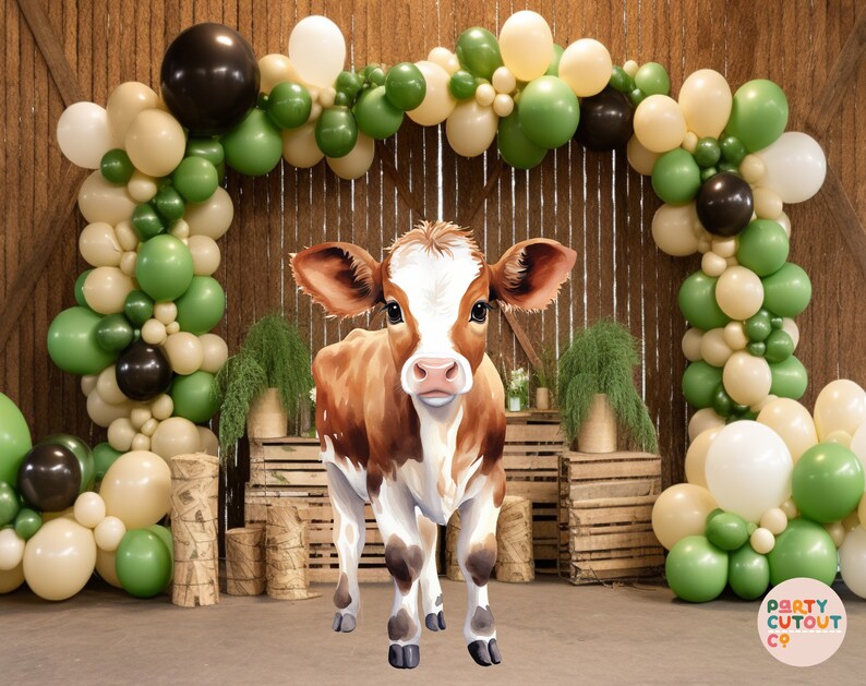 BIG CUTOUT Adorable Cow Animal Decoration Farm Theme Props Baby Calf ...