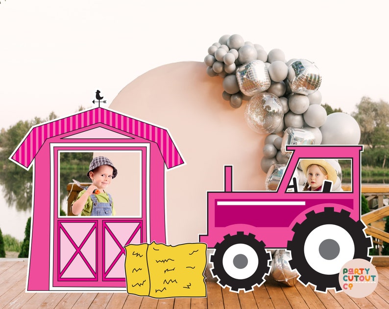 BIG CUTOUT Farm Cutout Tractor Props Orange Farm Decorations Barn Prop ...