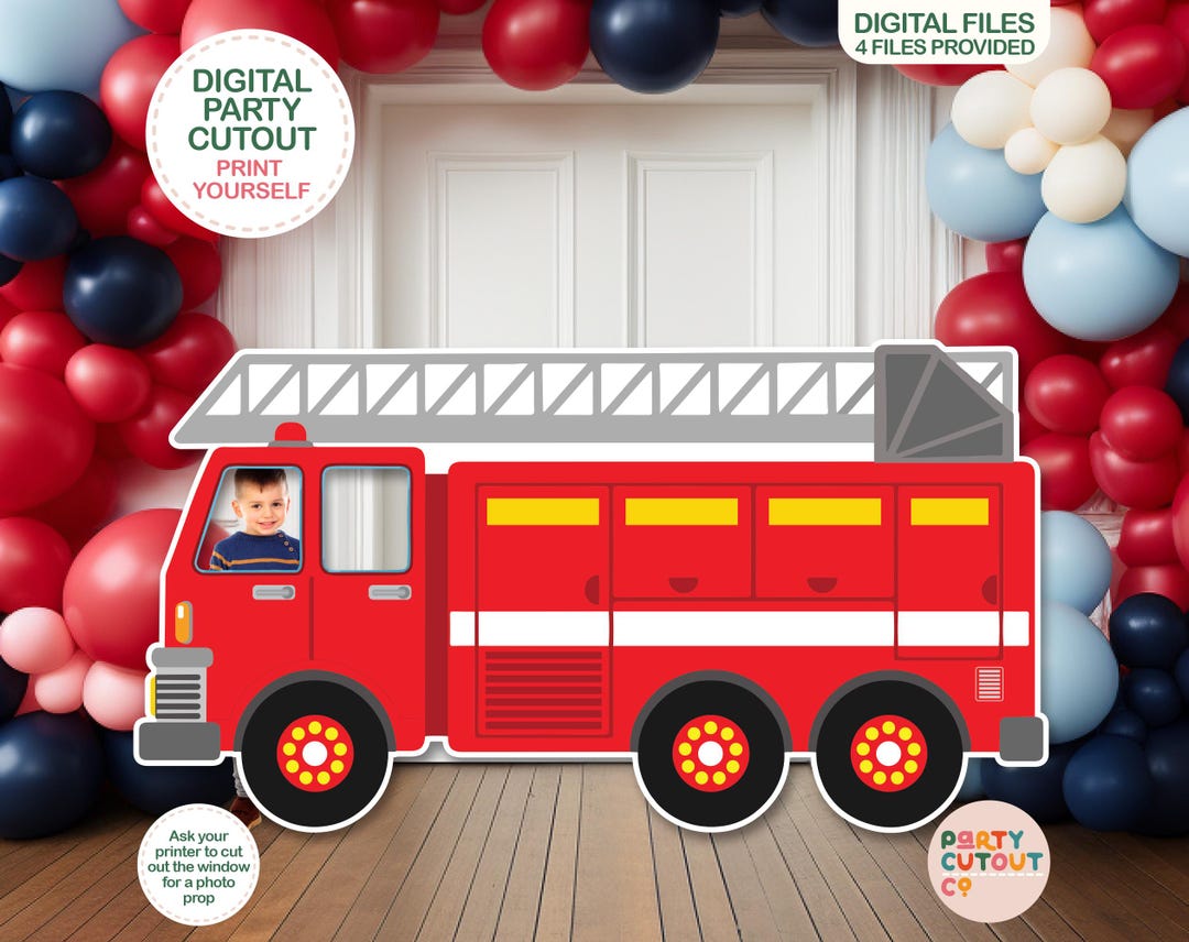 BIG CUTOUT Red Fire Truck Cutout Firetruck Cutout Fire Brigade Prop ...