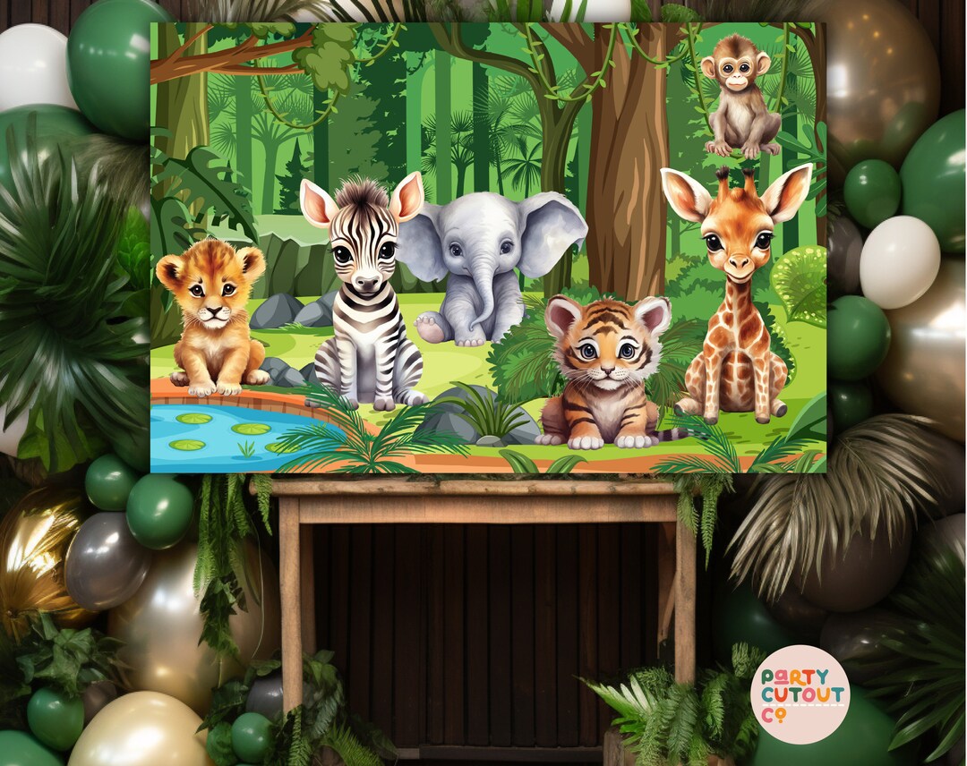 BIG WALL BANNER Jungle Baby Animal Poster African Safari Theme ...