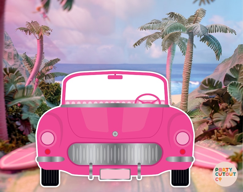 BIG CUTOUT Pink Car Hot Pink Convertible Pink Sports Car Doll Car Car ...