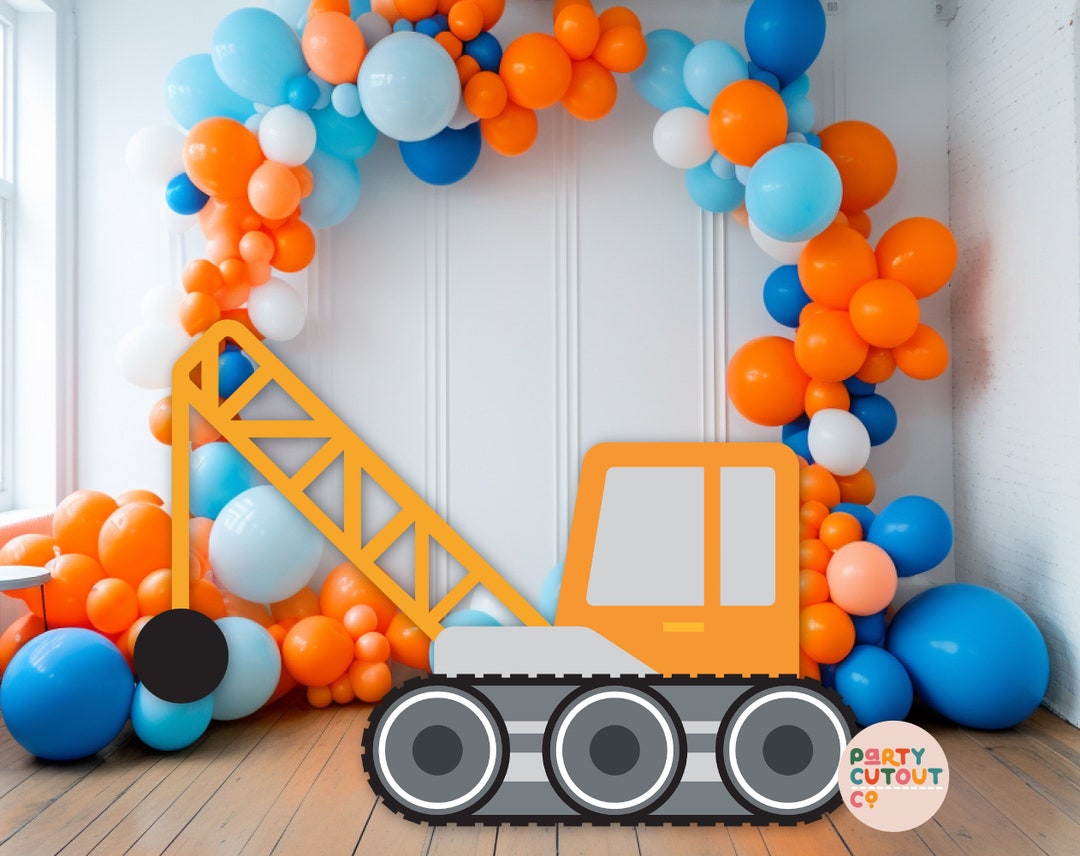 BIG CUTOUT Yellow Crane Decoration Orange Crane Props Construction ...