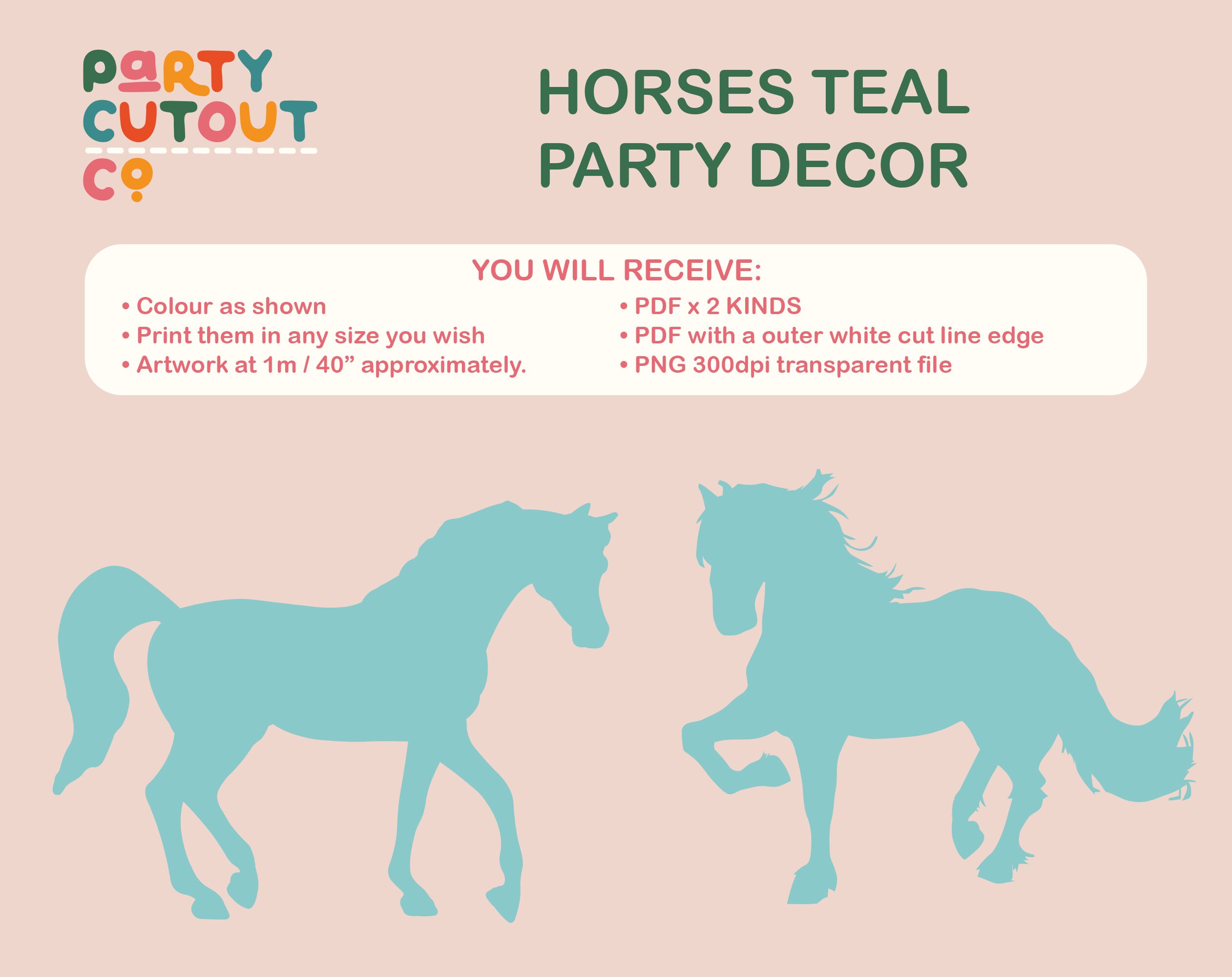 BIG CUTOUT Horse Party Decoration Teal Horse Props Stand up Cutout ...