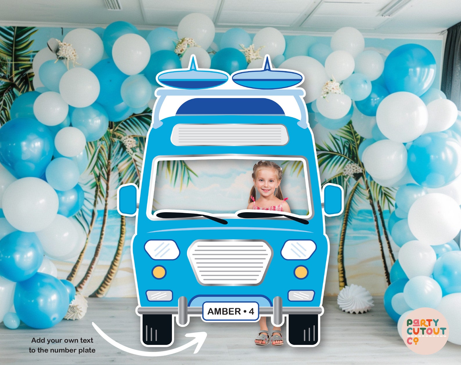 BIG CUTOUT Blue Camper Van Beach Van Groovy Party Hippie Party Love Bus ...