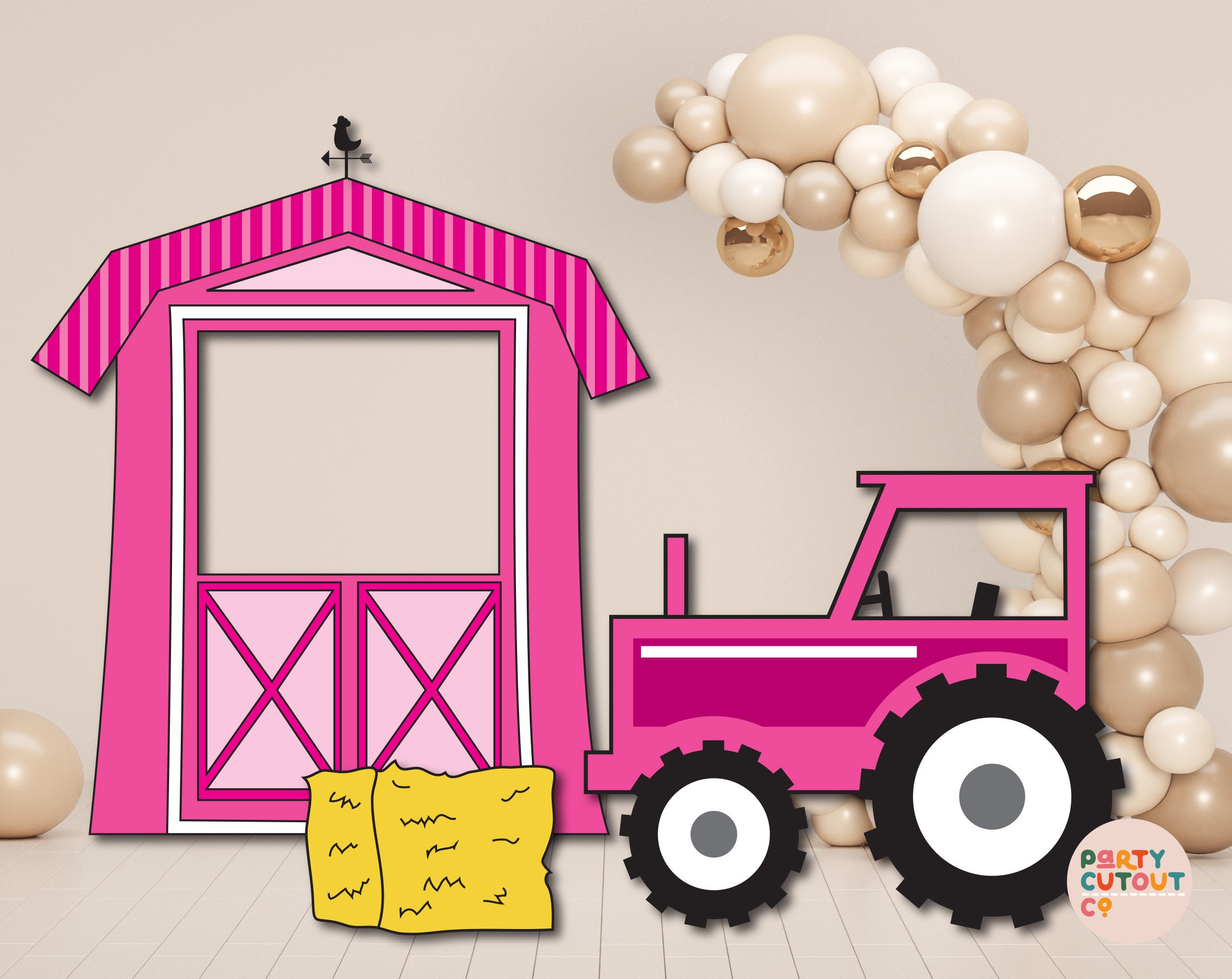 BIG CUTOUT Farm Cutout Tractor Props Orange Farm Decorations Barn Prop ...