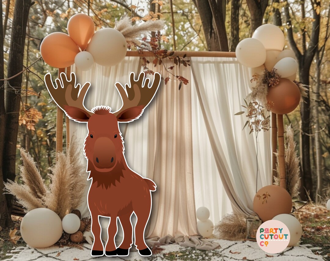 BIG CUTOUT Woodland Moose Baby Shower Moose Camping Party Woodland ...