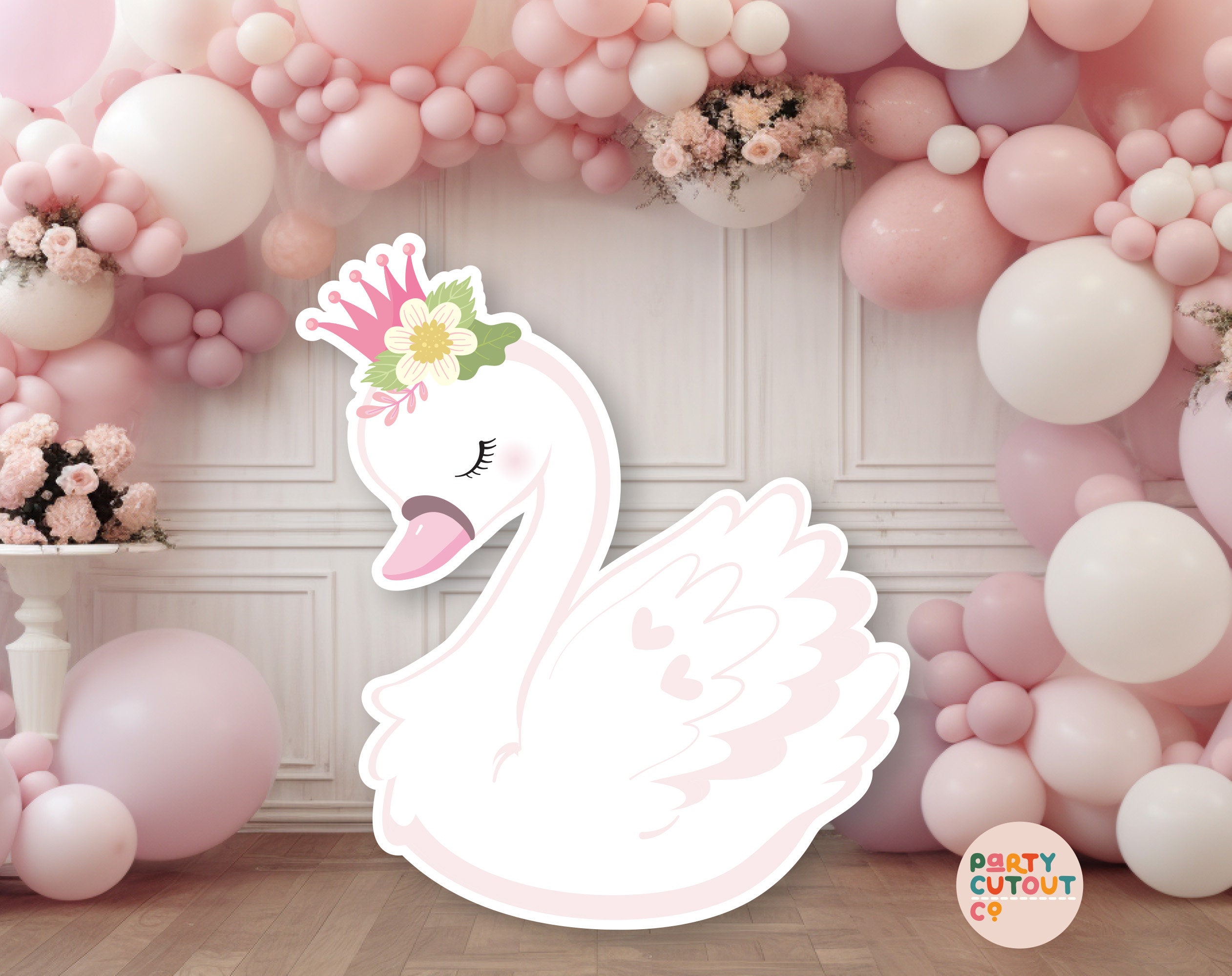 BIG CUTOUT White Swan With Flower Crown Swan Prop Ballet Party White ...