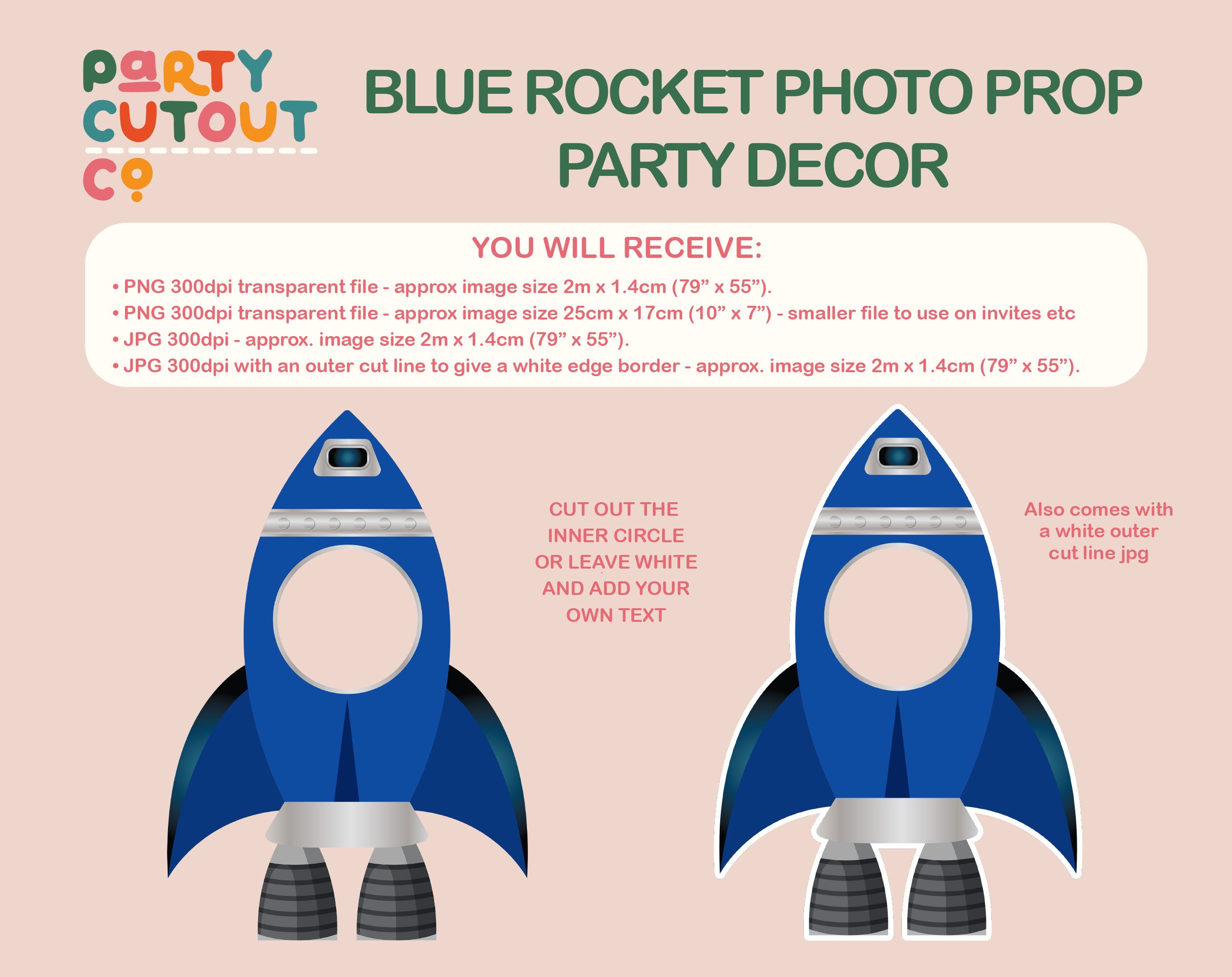 BIG CUTOUT Rocket Birthday Party Space Decorations Photo Prop Blue ...