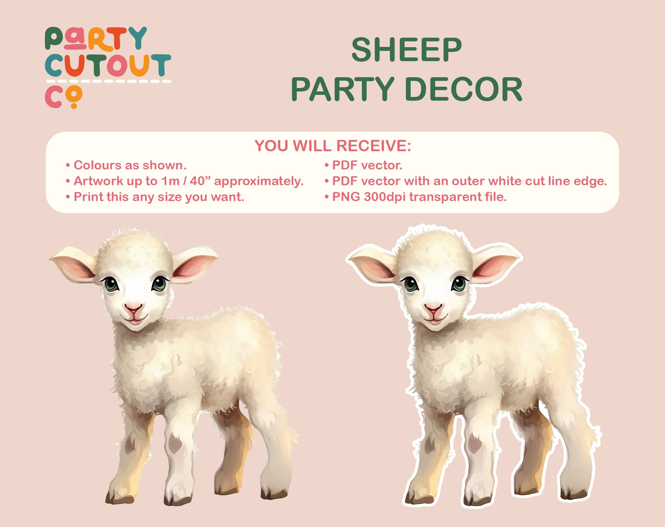 BIG CUTOUT, Sheep Animal Decorations, Farm Theme Prop, Baby Lamb Prop ...