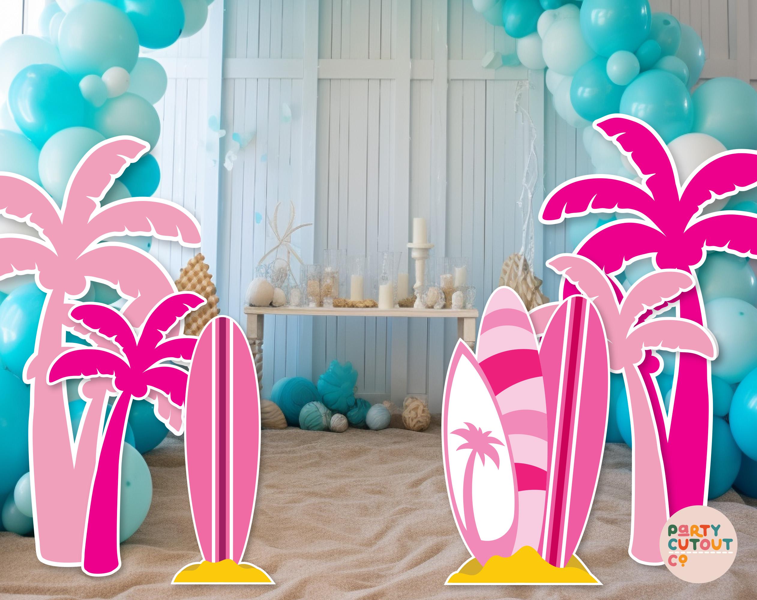 BIG CUTOUT Pink Beach Party Pink Surfboard Surf Birthday Party Pool ...
