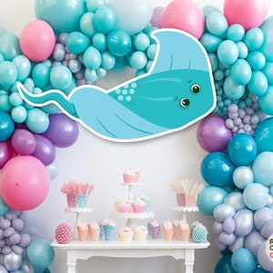 BIG CUTOUT Under the Sea Party Stingray Cutout Ocean Decoration Ocean ...