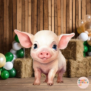 BIG CUTOUT Pig Animal Decorations Farm Theme Props Pink Pig Prop ...